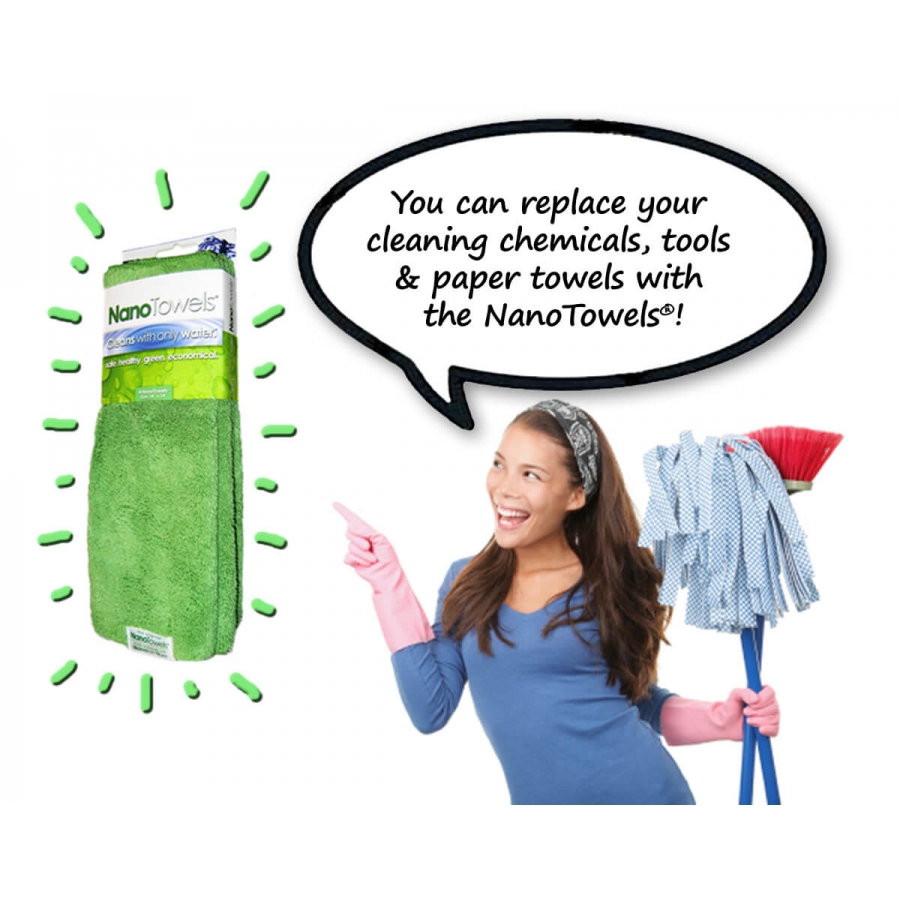 Nano Towels 14x14 4-Pack (Nano Green) | Cleans With Only Water