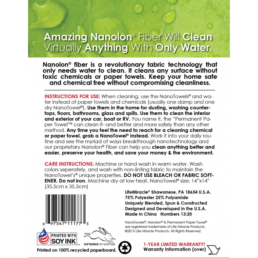 Nano Towels 14x14 4-Pack (Nano Grey) | Cleans With Only Water